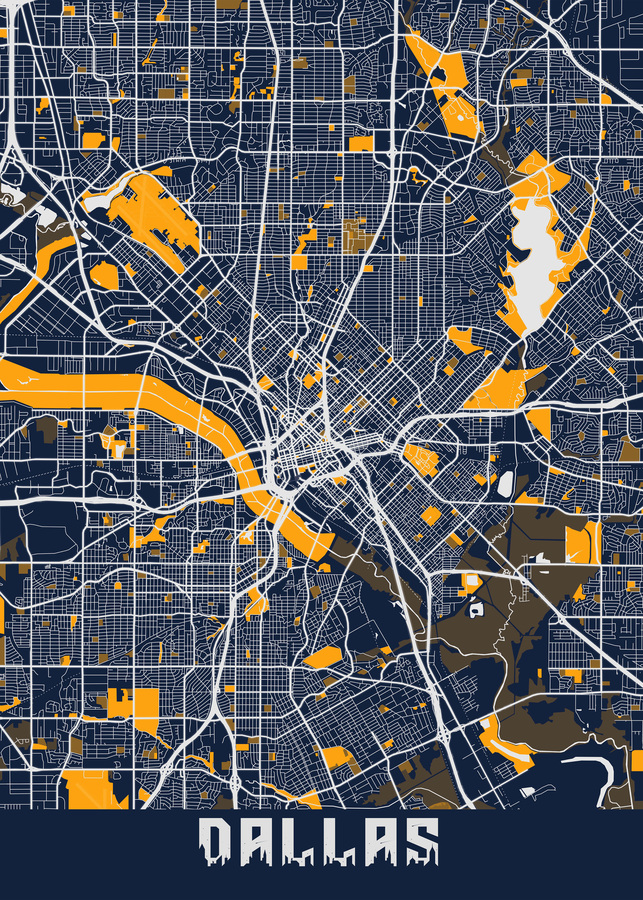 Dallas City Map by Mccyle Khan Wall Art