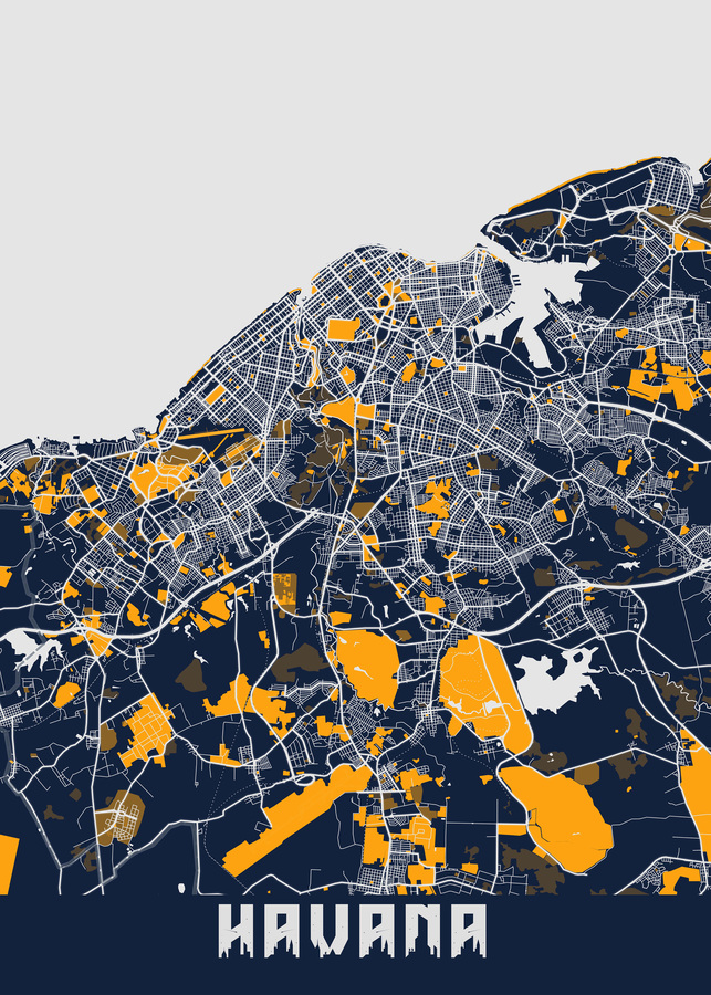 Havana City Map by Mccyle Khan Wall Art