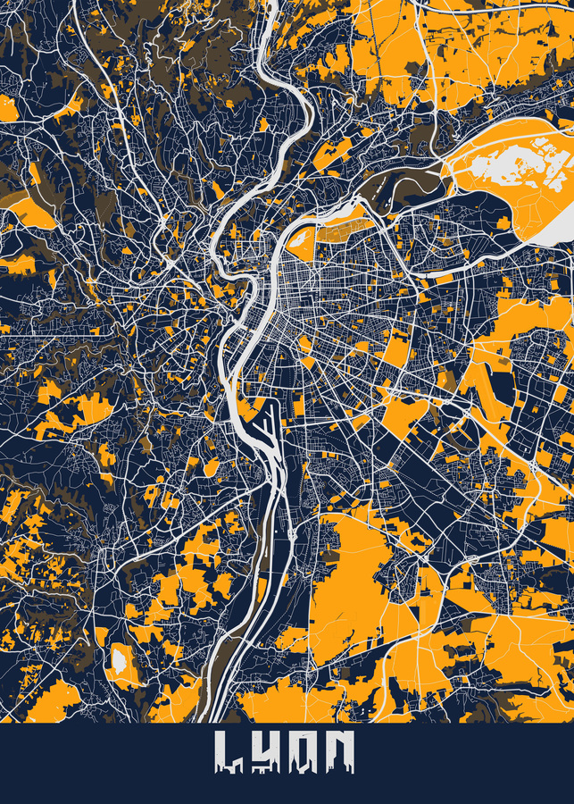 Lyon City Map by Mccyle Khan Wall Art