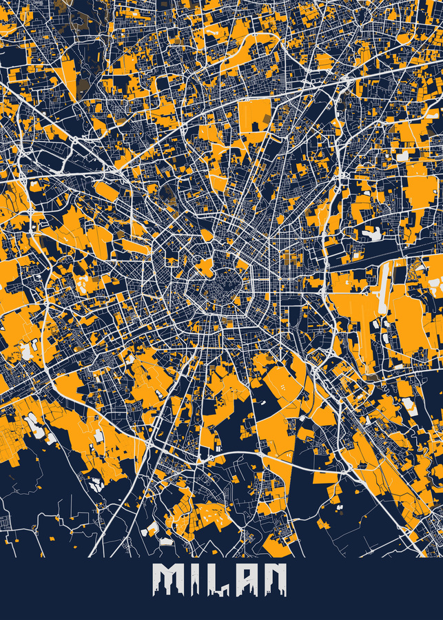 Milan City Map by Mccyle Khan Wall Art