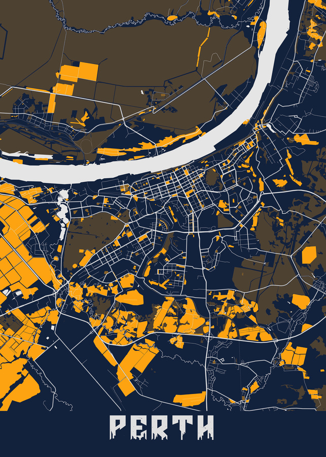 Perth City Map by Mccyle Khan Wall Art