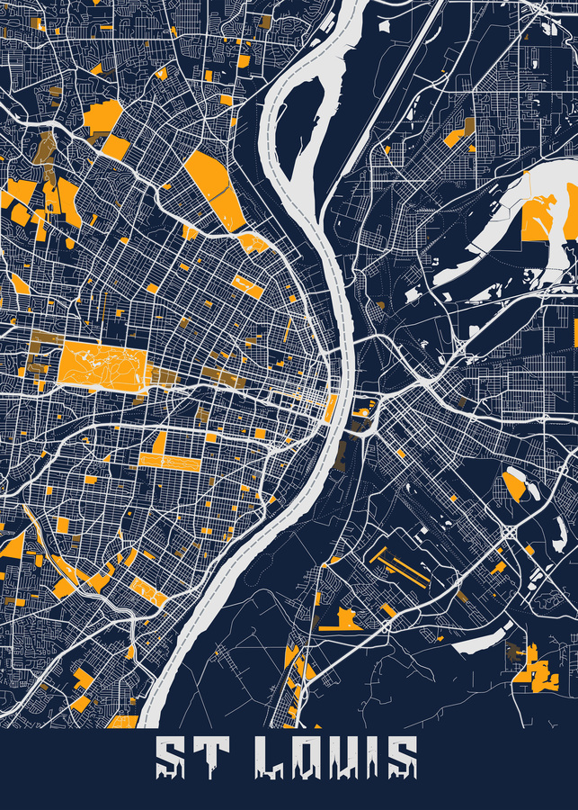 St Louis City Map by Mccyle Khan Wall Art
