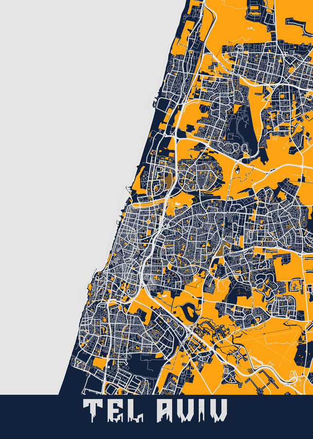Tel Aviv City Map by Mccyle Khan Wall Art