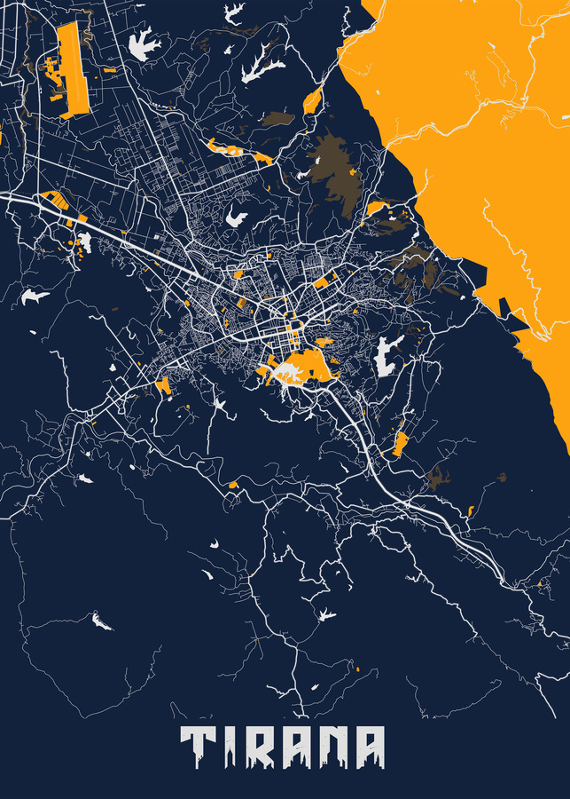 Tirana City Map by Mccyle Khan Wall Art