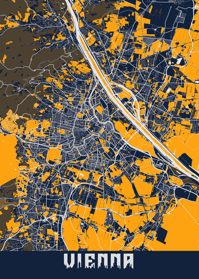 Vienna City Map by Mccyle Khan Wall Art