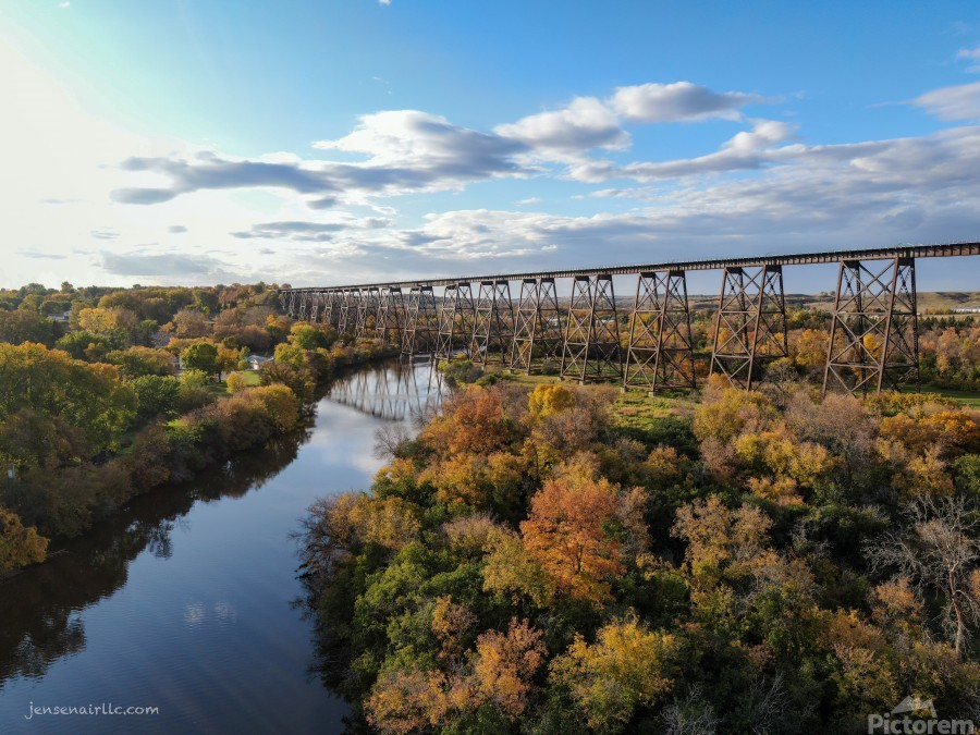 Hi-Line Bridge Valley City North Dakota by Jensen Air LLC Wall Art