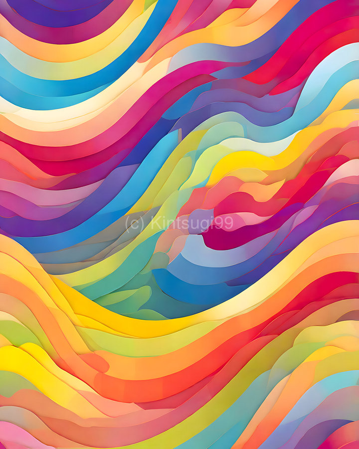 Rainbow Waves by Kintsugi99 Wall Art