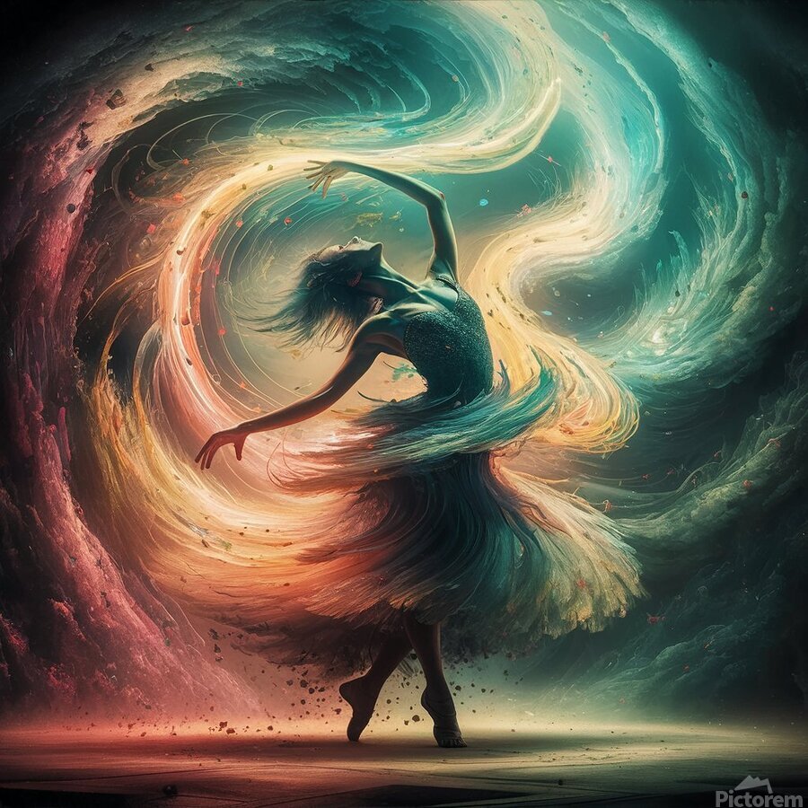 The harmony of light and shadow in a womans dance where colors meet in ...