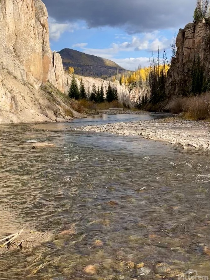 Cliff Crossing Rio Grande by Dick Davis Wall Art