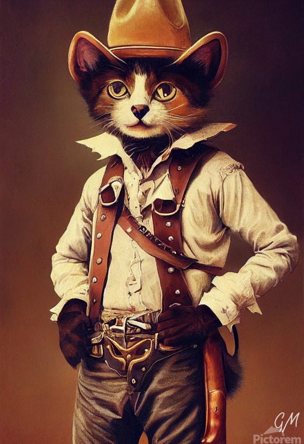 Suave Cowboy Cat by Granny Mouse Wall Art