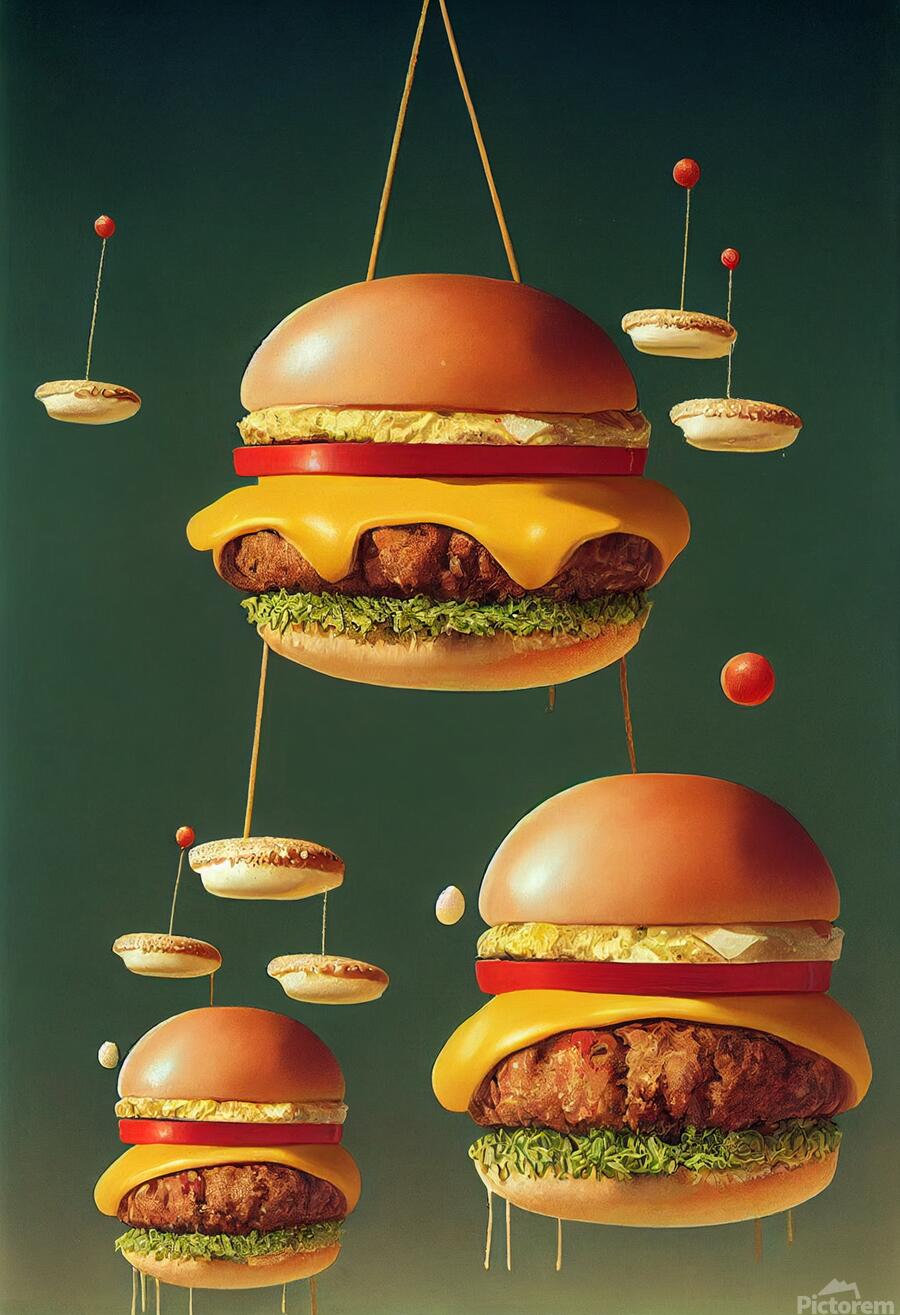 Floating Burgers by Granny Mouse Wall Art