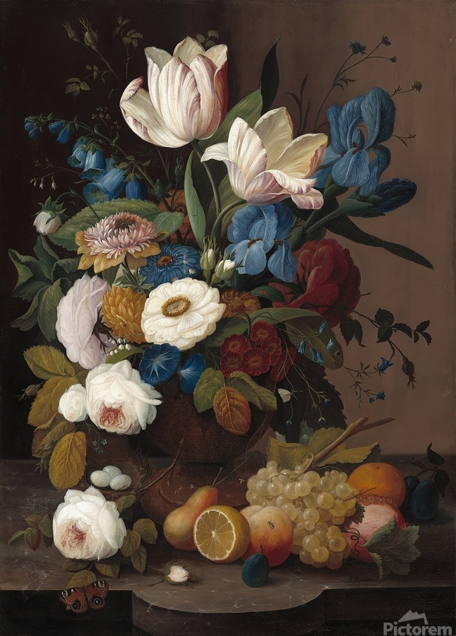 Still Life.Flowers and Fruit [1848] by Severin Roesen [1816–1872] by ...