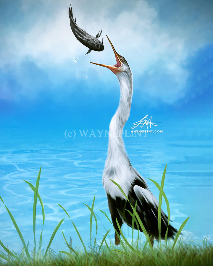 Digital Heron by WAYNEFLINT Wall Art