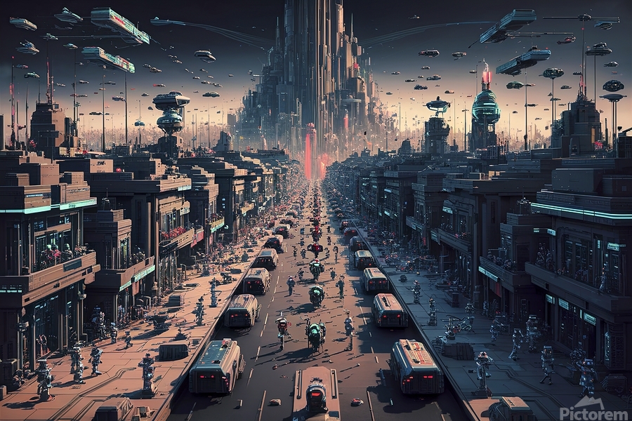 Dark pixels texture futuristic 3 by Lupu Andrei Wall Art