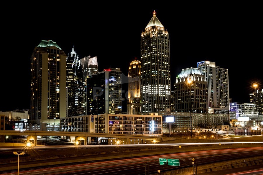 Midtown Atlanta GA Skyline at Night 2760 by Sanjeev Singhal Wall Art