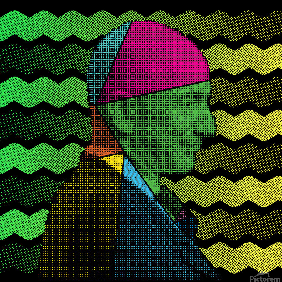 Jeff Bezos Halftone Pop Art Portrait by Art by Josh Wall Art