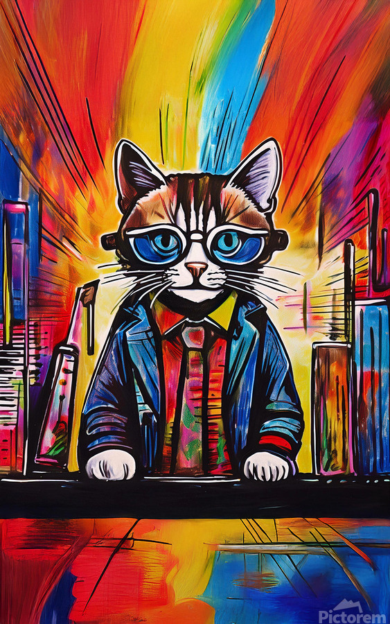 Pop Art News Anchor Cat by Art by Josh Wall Art