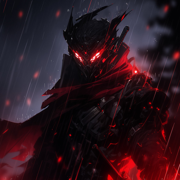 Red Cyberpunk Soldier by Fantasy Art Wall Art