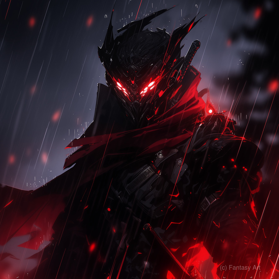 Red Cyberpunk Soldier by Fantasy Art Wall Art