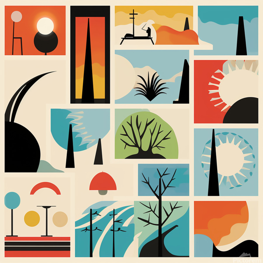 Mid Century Modern Poster Card by CognitiveShift Wall Art