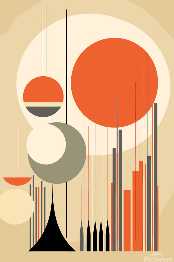 Mid Century Modern big shapes orange 3 by CognitiveShift Wall Art