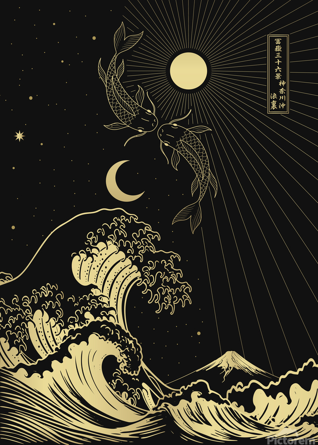Great Wave off Kanagawa - Golden Sea Edition by Faissal Thomas Wall Art