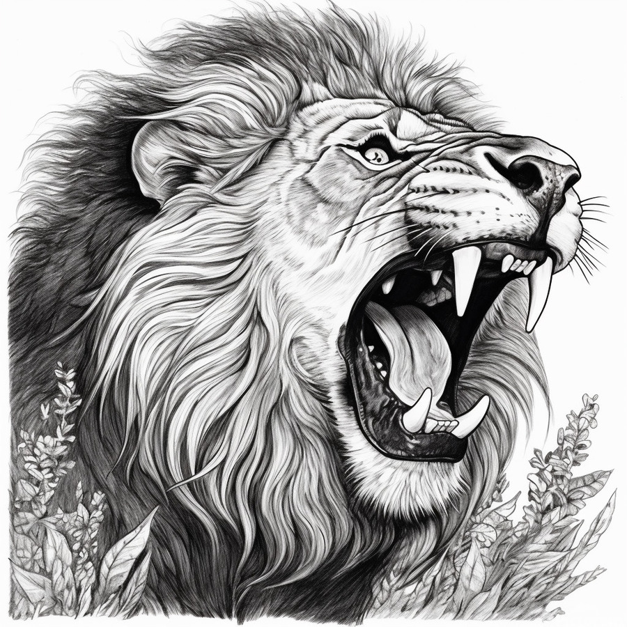 Roaring King - Sketch Series by Curly Wall Art