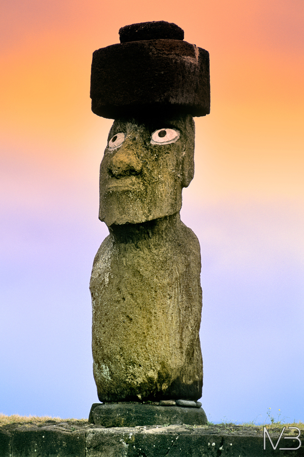 Moai statues at Easter Island Chile. by Marco Brivio Wall Art