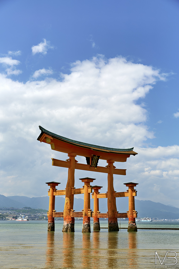 Japan. Miyajima. Hiroshima. Itsukushima Shrine and floating torii gate by Marco Brivio Wall Art