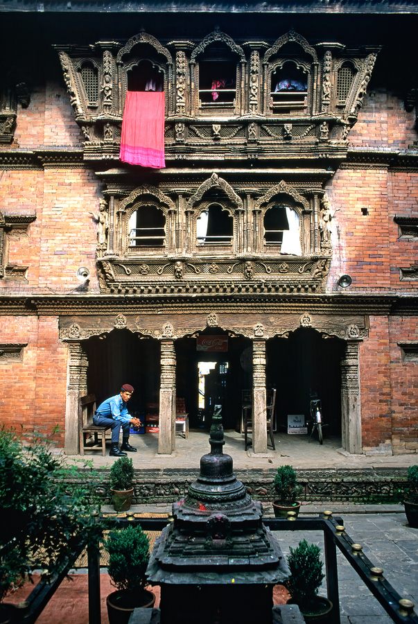 Nepal. Kathmandu. Kumari goddess house by Marco Brivio Wall Art