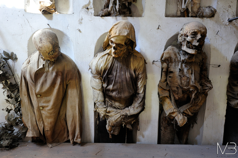 Mummified bodies in Palermo Catacombs. Italy by Marco Brivio Wall Art