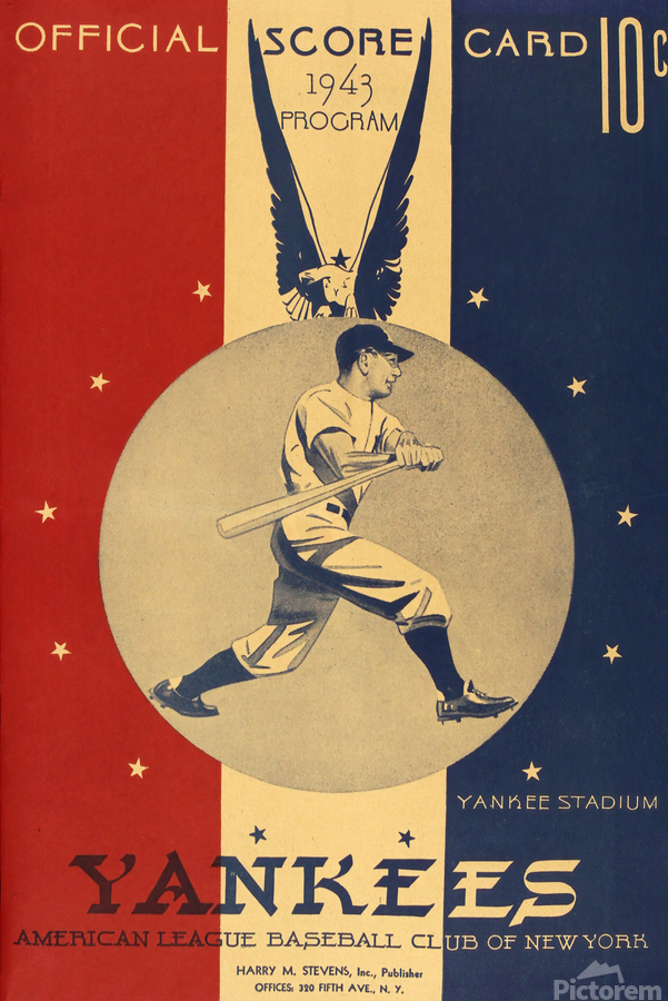 1943 NEW YORK YANKEES Program by The Dinger Studios Wall Art