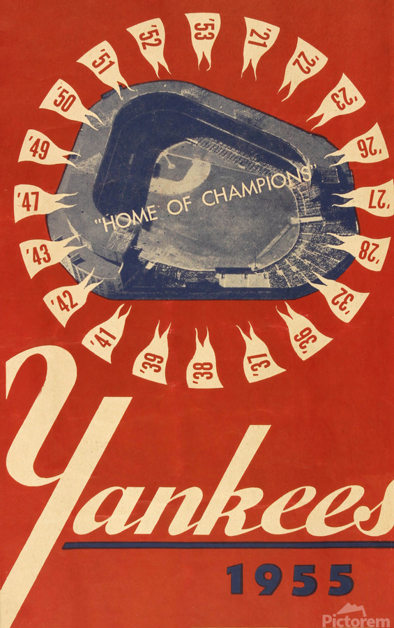 1955 NEW YORK YANKEES Program by The Dinger Studios Wall Art