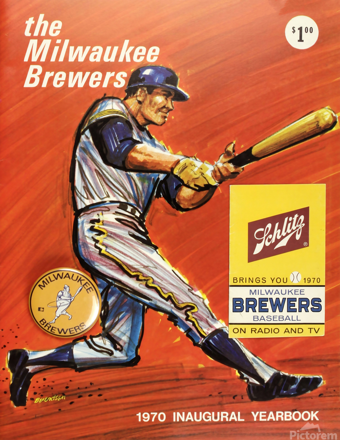 1970 MILWAUKEE BREWERS Program by The Dinger Studios Wall Art