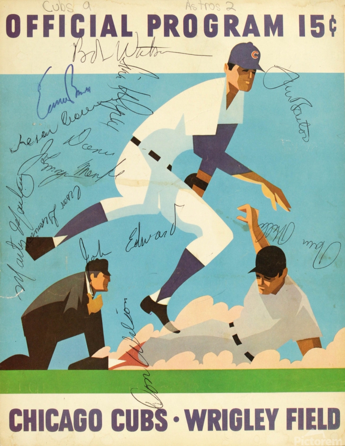 Vintage CHICAGO CUBS Program by The Dinger Studios Wall Art