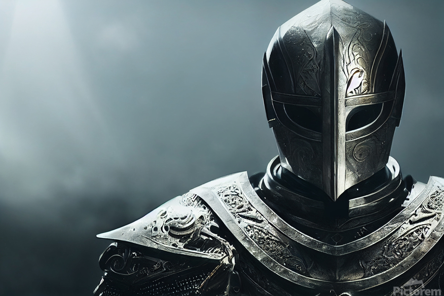 Portrait of Knight videogame style. by Avelino Calvar Martinez Wall Art