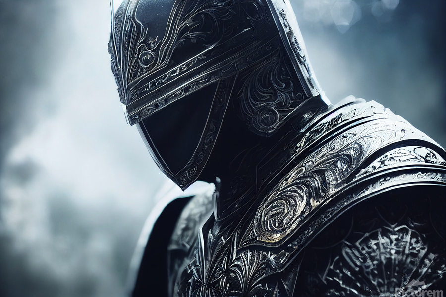 Portrait of Knight videogame style. by Avelino Calvar Martinez Wall Art
