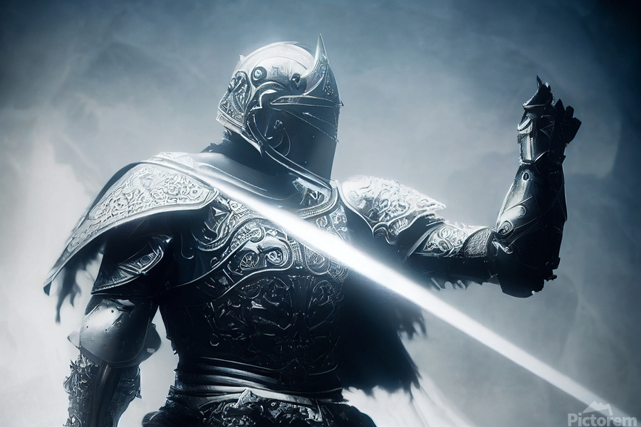 Portrait of Knight videogame style. by Avelino Calvar Martinez Wall Art