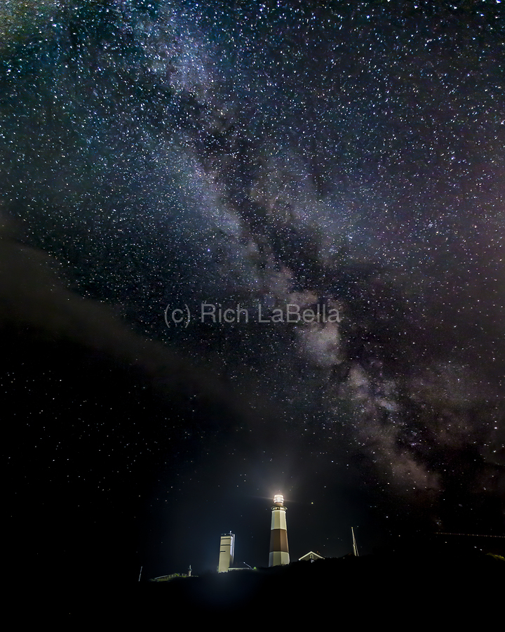 Montauk Light & the Milky Way by RJLaBellaPhotos Wall Art