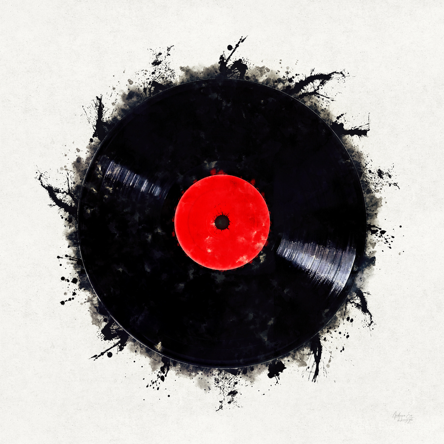 Vinyl Record Art in Watercolor by Andreea Eva Herczegh Wall Art