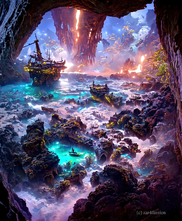 pirate caves 1 by zar4fussion Wall Art
