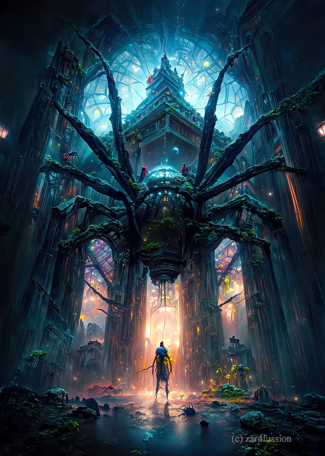 spider temple by zar4fussion Wall Art