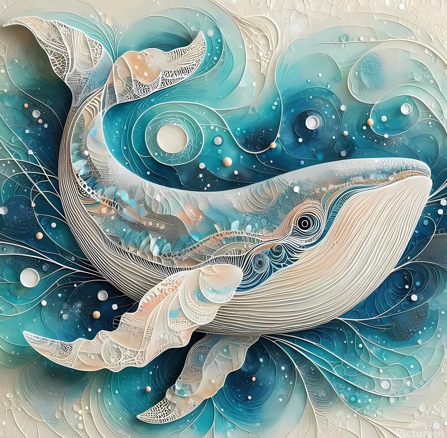 Fantasy Blue Whale Wall Art – Elegant Digital Ocean-Inspired Artwork ...