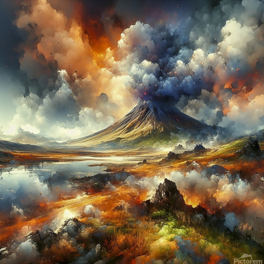 volcano eruption dangerous hot by Ravend Wall Art