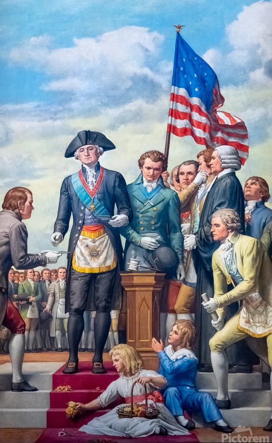 Detail of wall mural of George Washington by Steve Heap Wall Art