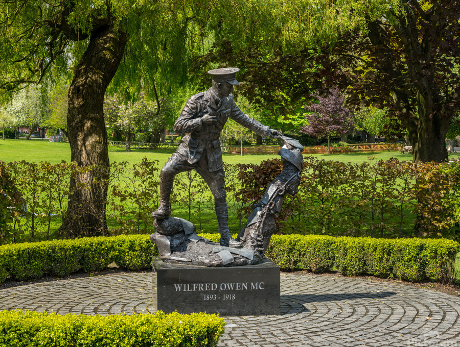 Wilfred Owen statue in Oswestry park in Shropshire by Steve Heap Wall Art