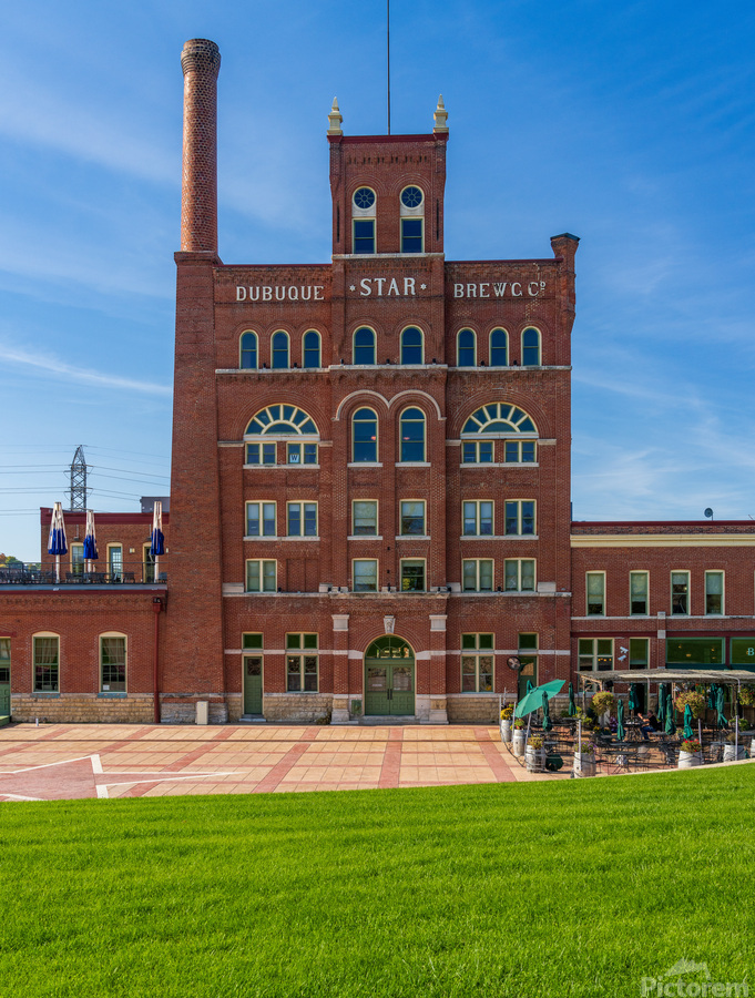 Historic Dubuque Star Brewery alongside Mississippi river by Steve Heap Wall Art