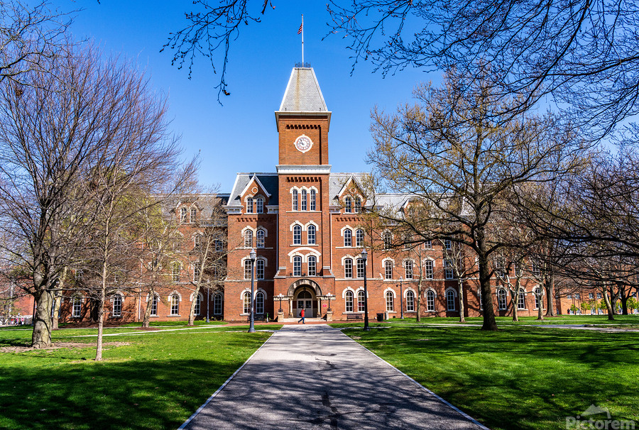 Facade of iconic University Hall on the Oval at OSU in Columbus by ...
