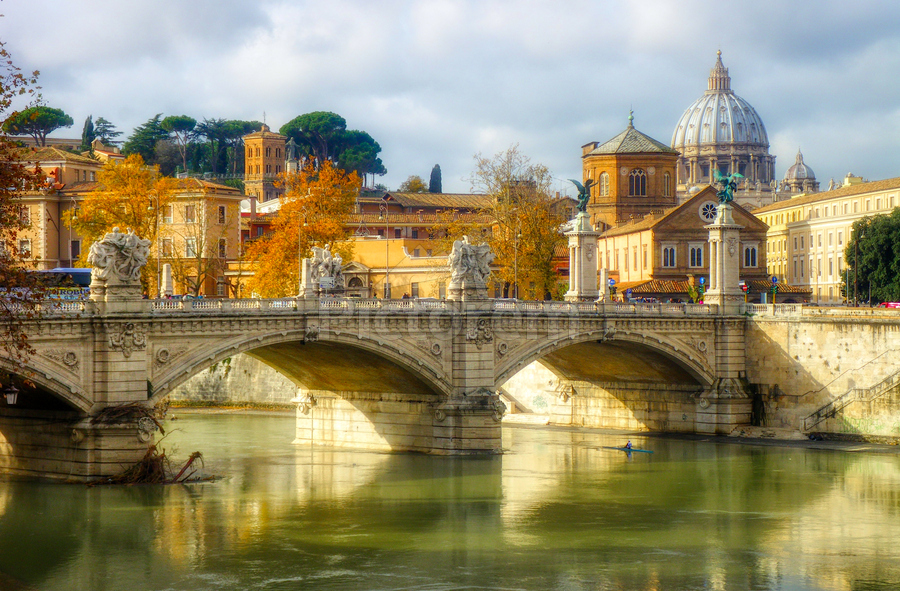 St. Peters basilica over the Tiber river in Rome. by Stefano Senise ...