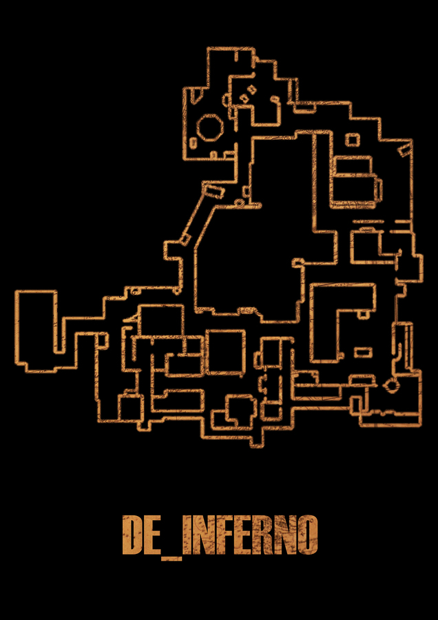 De_Inferno Map – Bold Tactical Blueprint Wall Art for Gamers by Omar ...